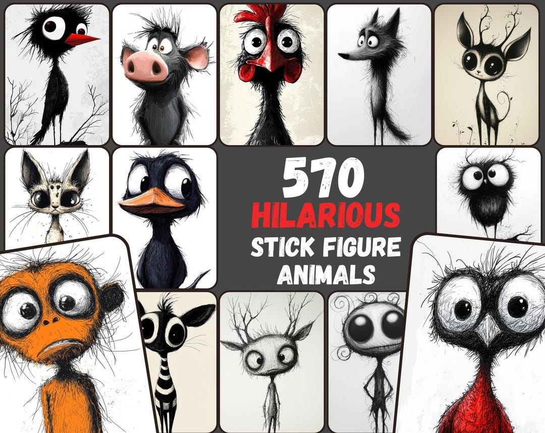 570 Hilarious Stick Figure Animal Illustrations | High-res JPG ...