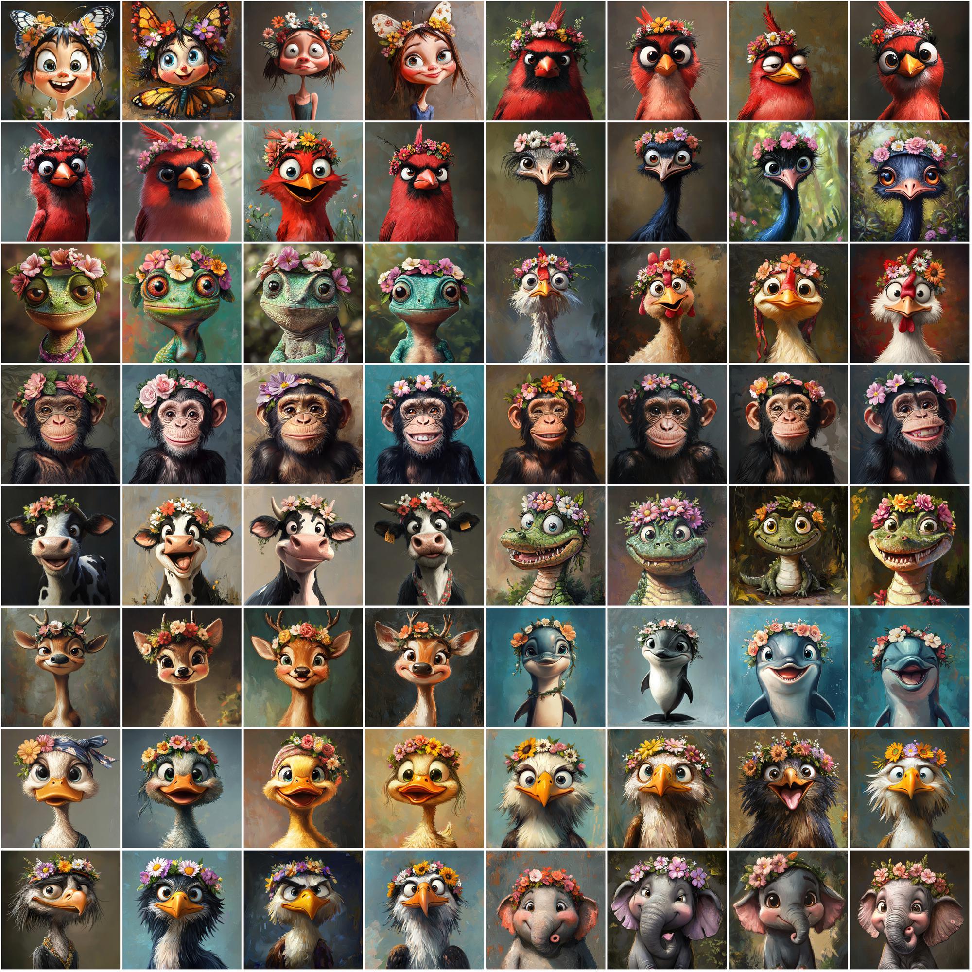 595 Charming Animal Characters: High-res Oil Painting Style Digital Art ...