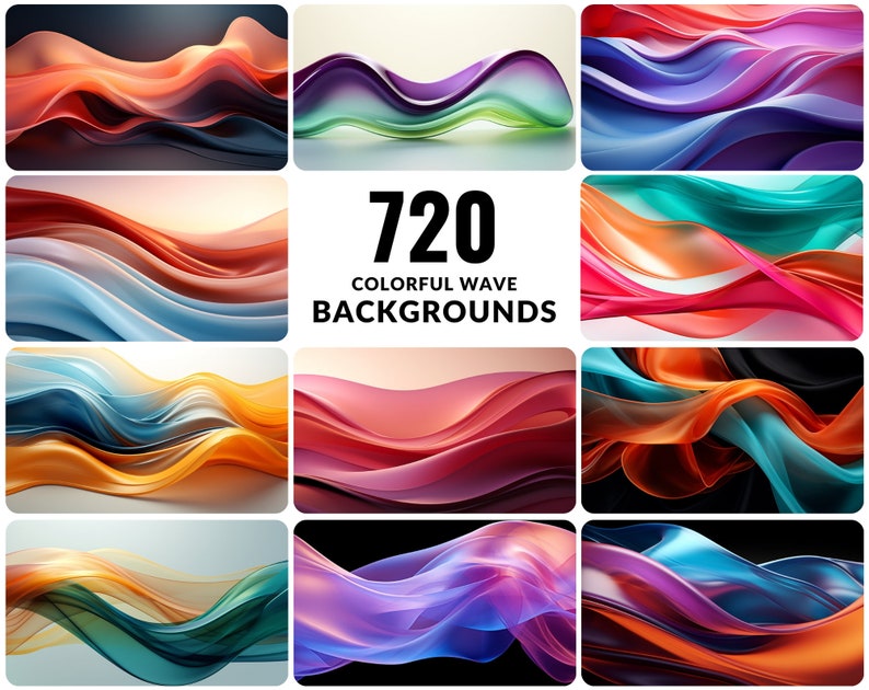 720 Colorful Wave Digital Backgrounds: Abstract & Whimsical Silk Cloths ...