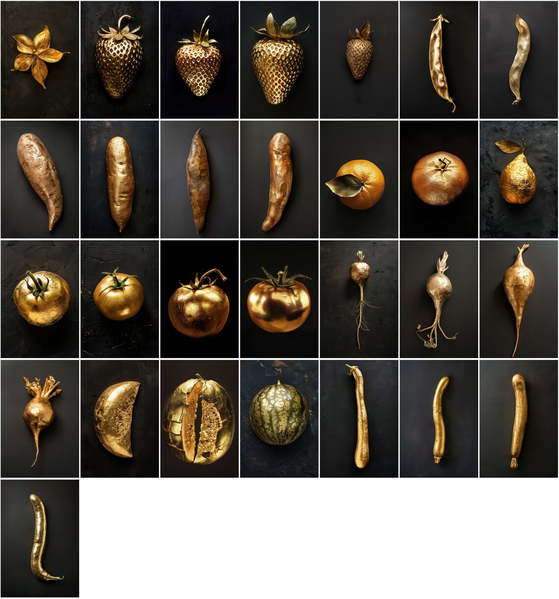 300 Gold Fruits & Vegetables Images - Etsy