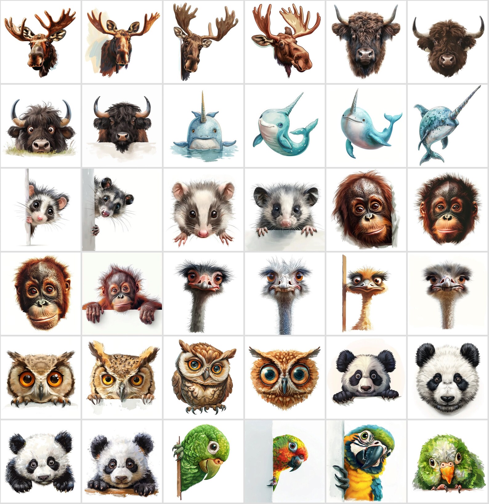 Peek-a-boo Animals! 460 Transparent PNG & JPG Graphics - Etsy