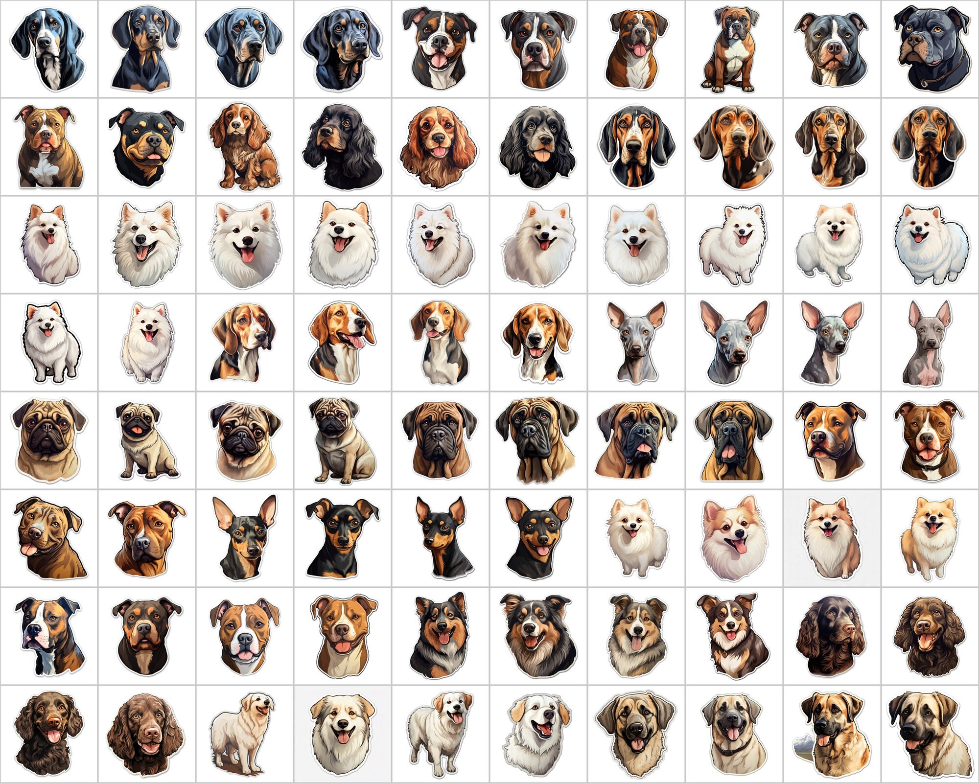 Ultimate Dog Breed Stickers Bundle - 2600 PNG Images With & Without ...