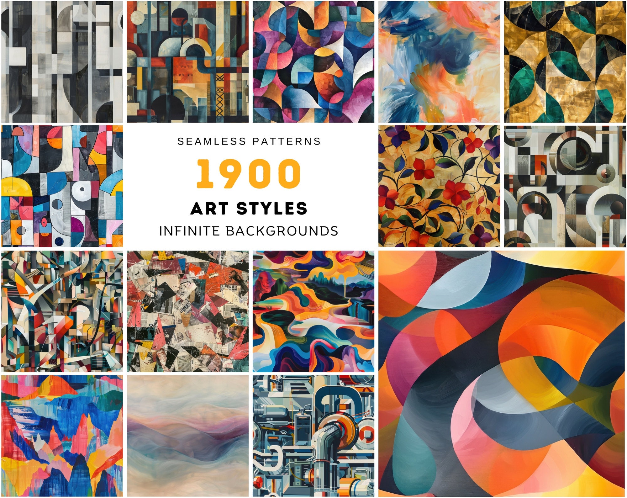 Ultimate 1900 Seamless Patterns Pack 20 Artistic Styles JPG & Photoshop ...