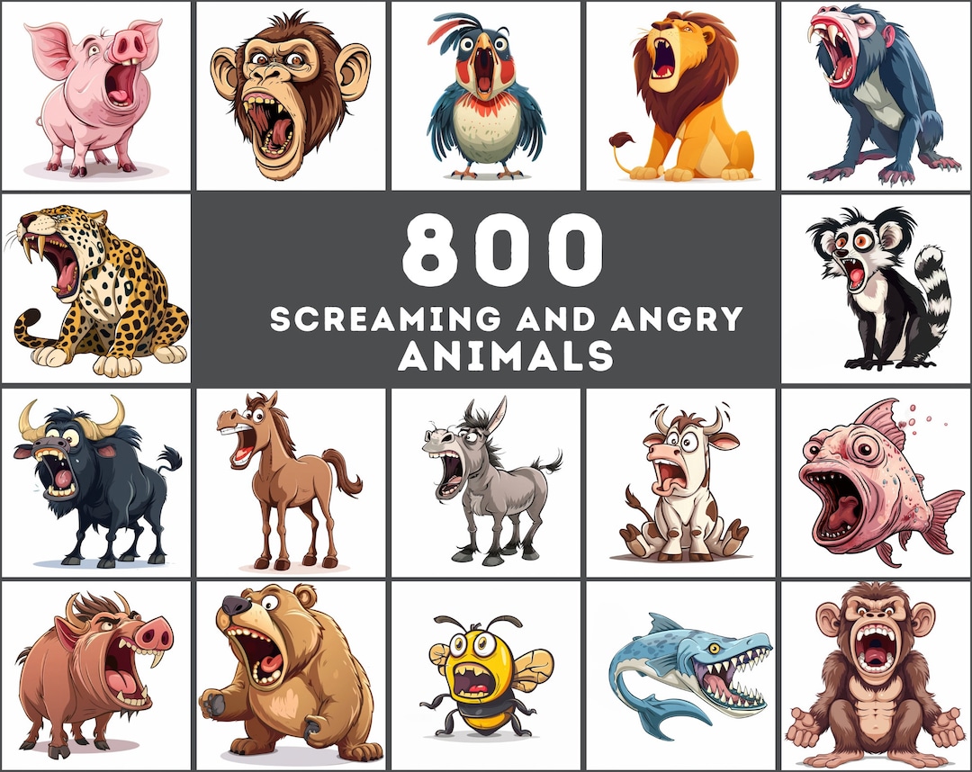 Unleash the Fury: 800 Angry Animals Screaming in High-res JPG - Etsy