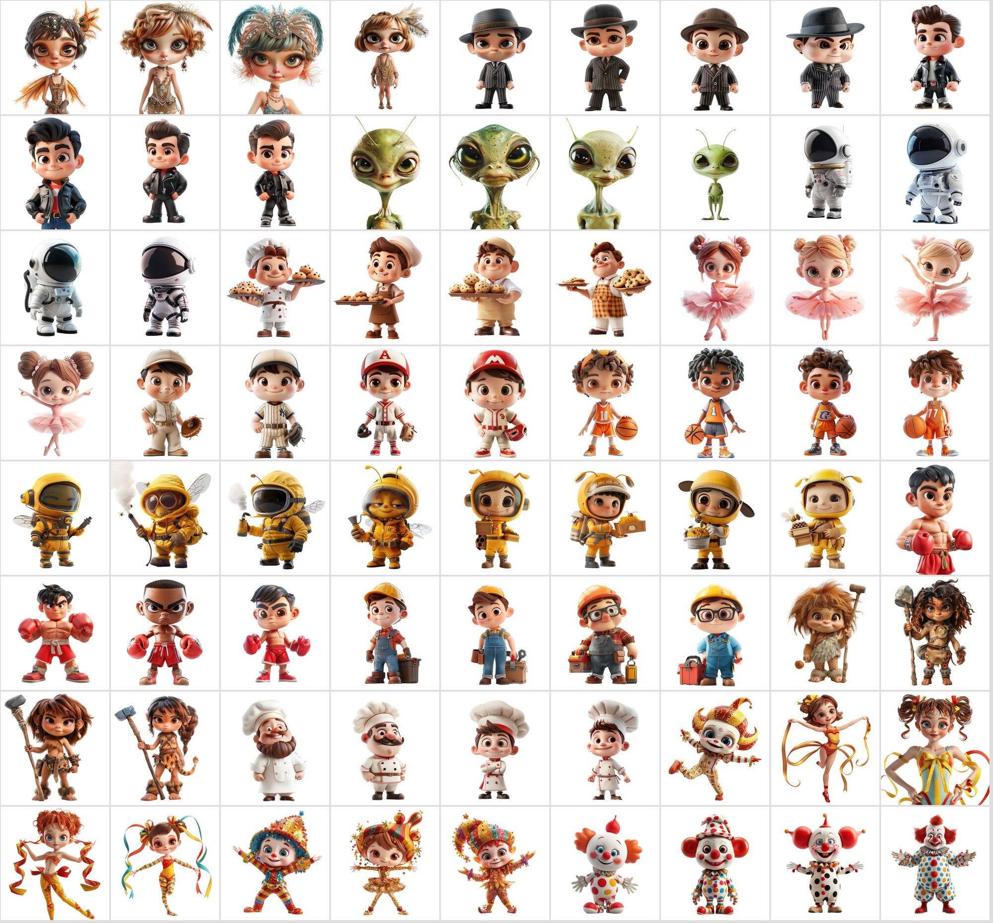 3D Mascot Collection: 790 Transparent Unique Characters - Etsy