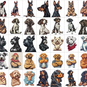 Muscular Dog Illustration Bundle - 480 PNG & JPG Images With Commercial ...