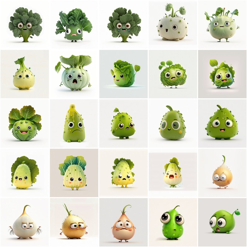 Bundle of 200 Funny Vegetable Images With No Background and Shadow ...