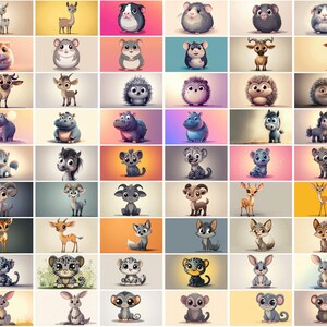 620 Adorable Cartoon Animals With Gradient Backgrounds - Etsy