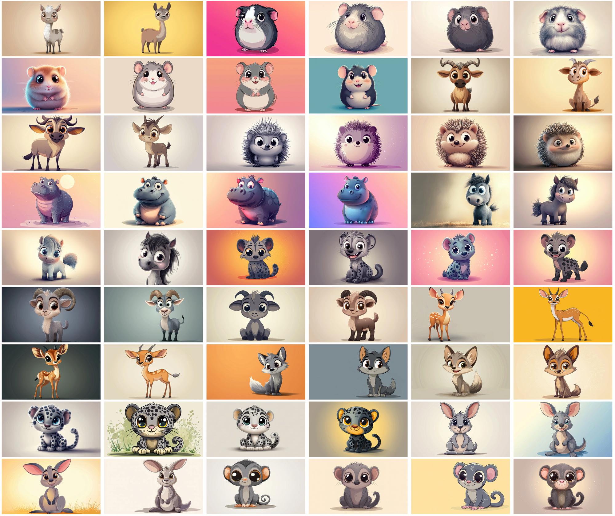 620 Adorable Cartoon Animals With Gradient Backgrounds - Etsy