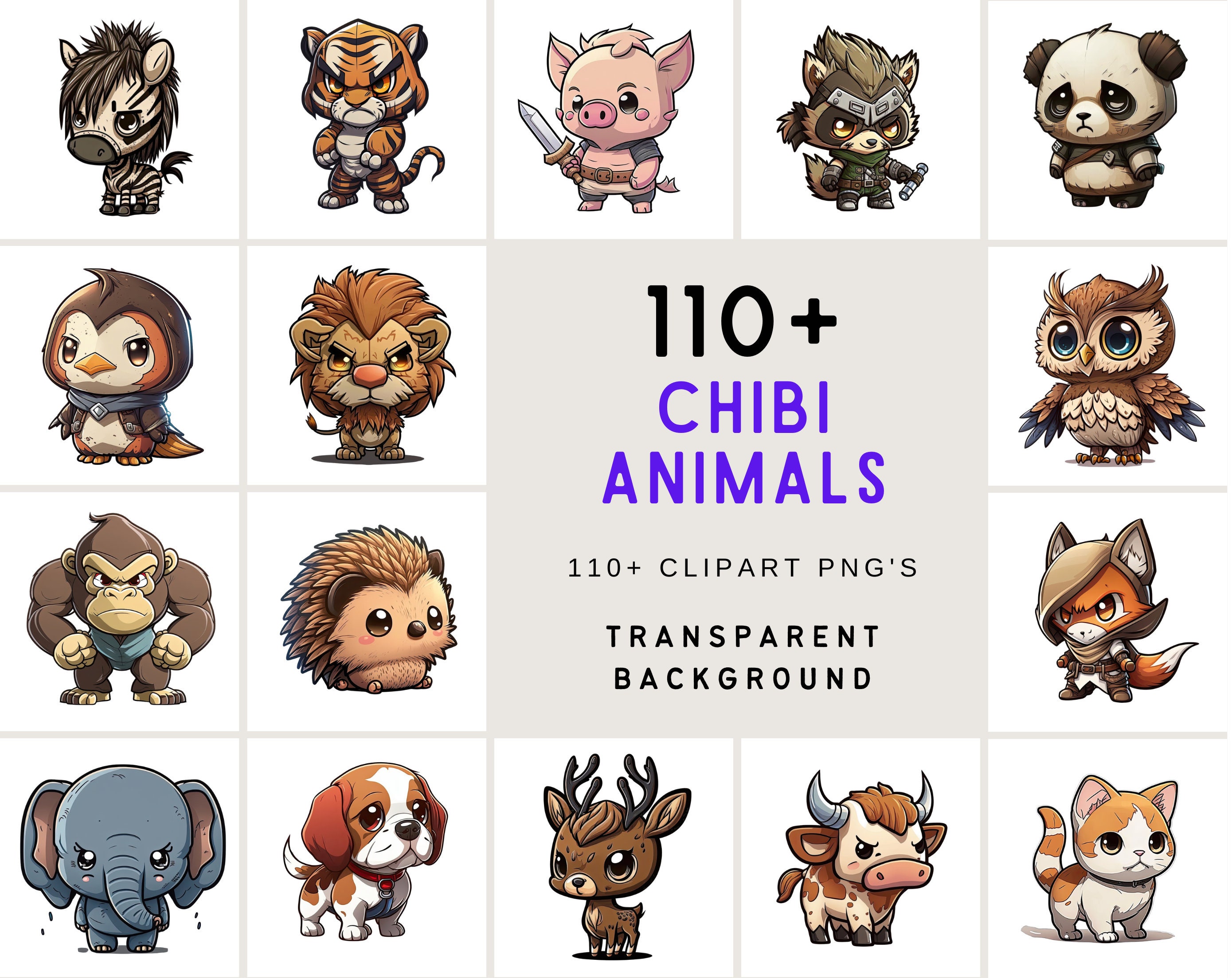 117 Adorable Chibi Animal Illustrations With Transparent Backgrounds ...