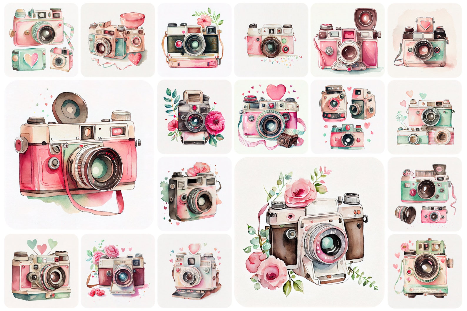 Vintage Camera Love: A Valentine's Day Clipart Collection With Retro ...