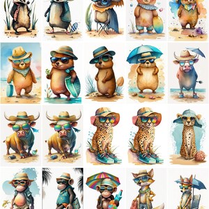 Whimsical Summer Animals Clipart Bundle - 120 Cute Animal Images With ...