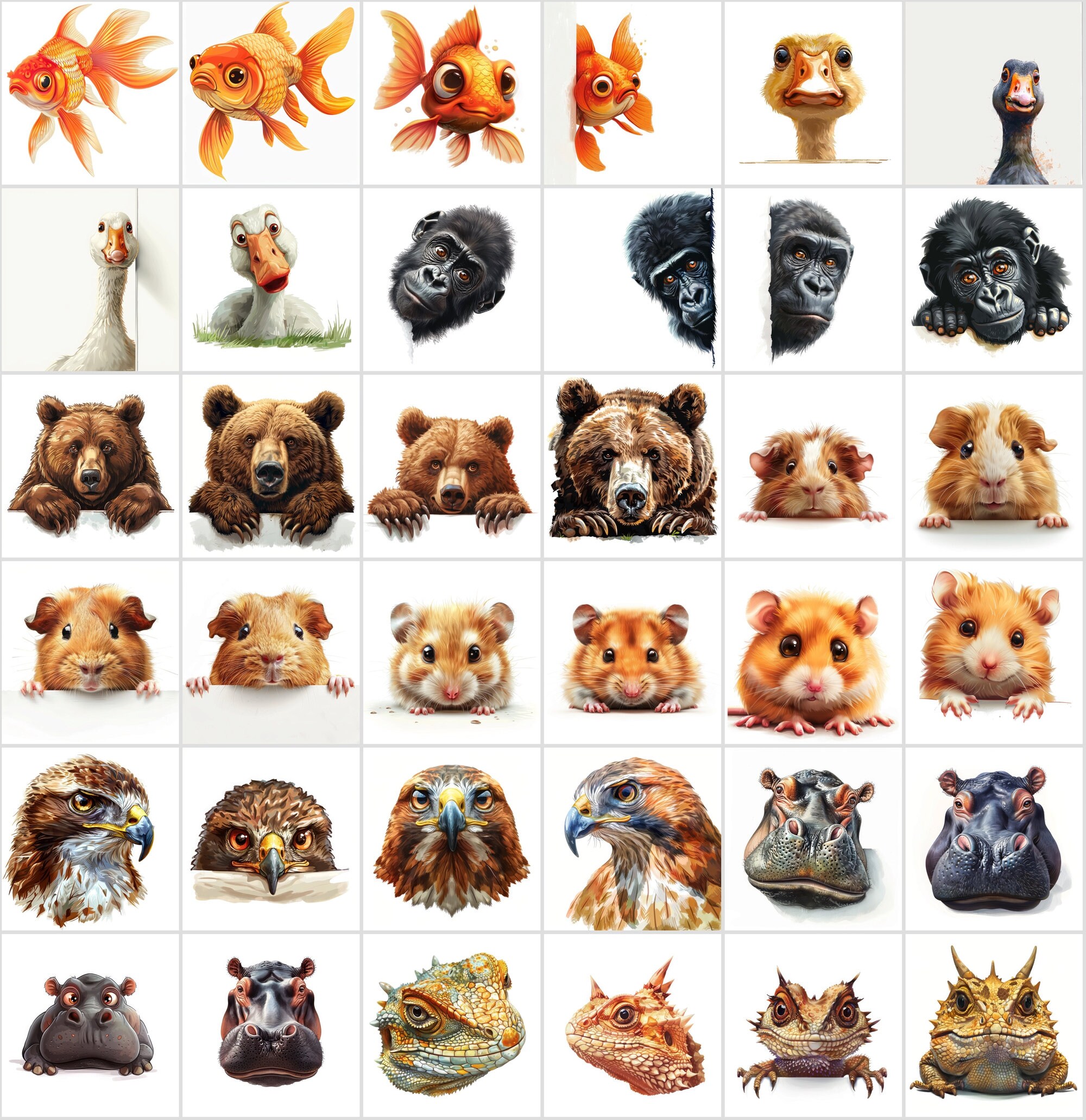 Peek-a-boo Animals! 460 Transparent PNG & JPG Graphics - Etsy