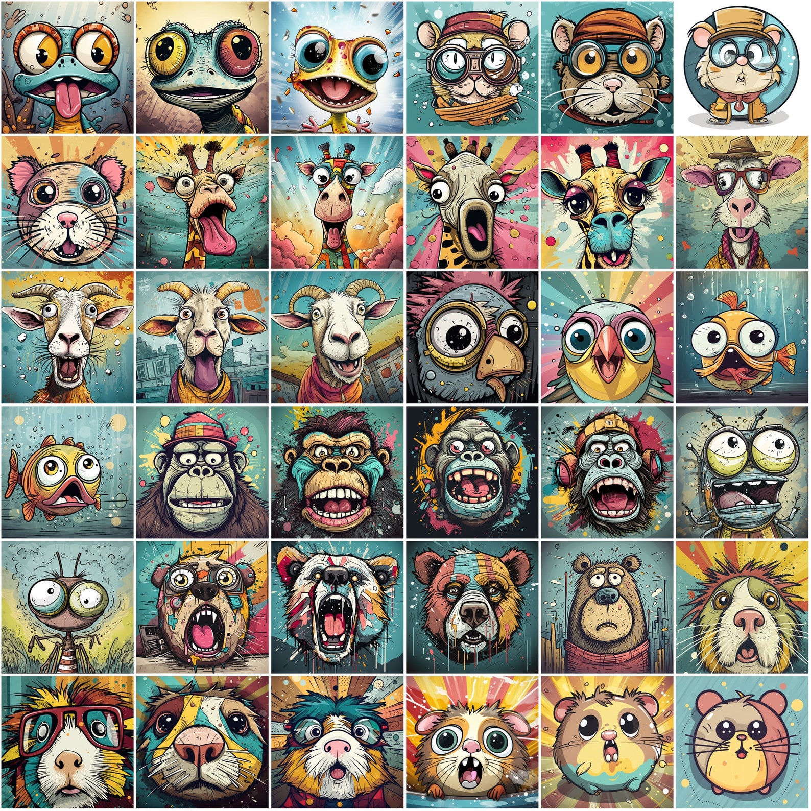 Whimsical Expressions: 490 Vibrant Surprised Cartoon Animal Portraits ...