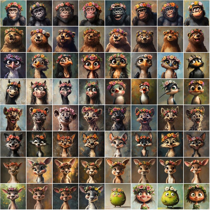 595 Charming Animal Characters: High-res Oil Painting Style Digital Art ...