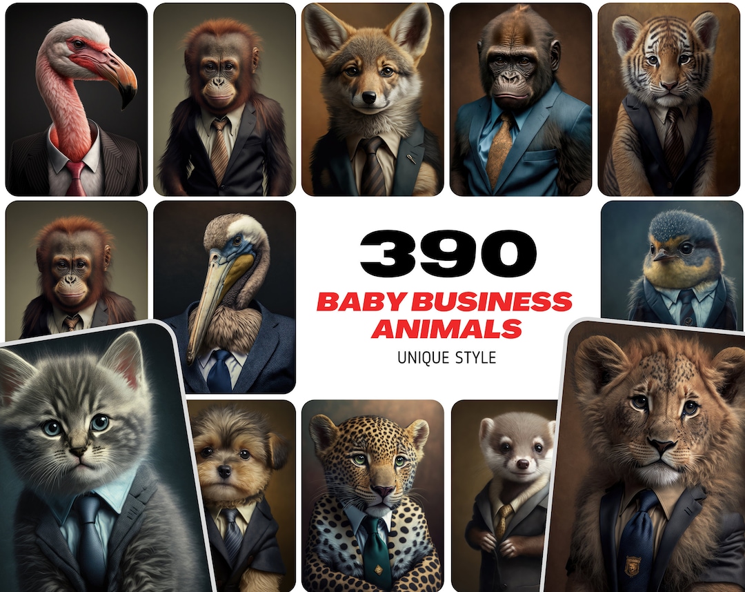 Adorable Baby Animals in Business Suits - 390 Whimsical Illustrations ...