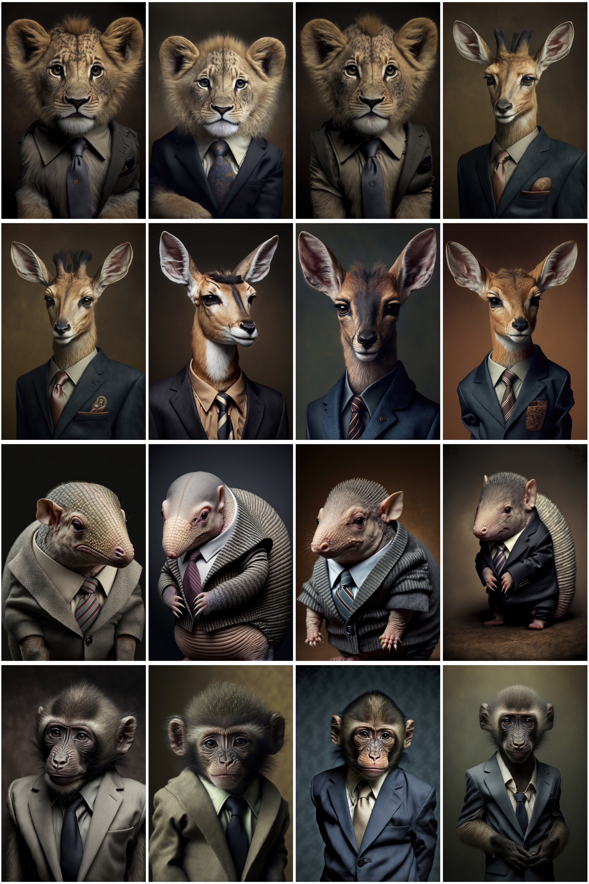 Adorable Baby Animals in Business Suits 390 Whimsical - Etsy
