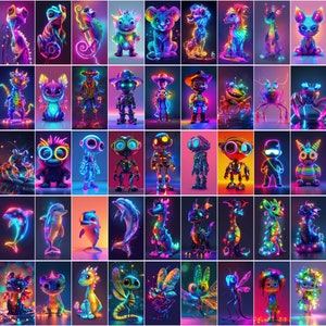 Neon Characters and Animals Collection - 400 Colorful JPG Images With ...