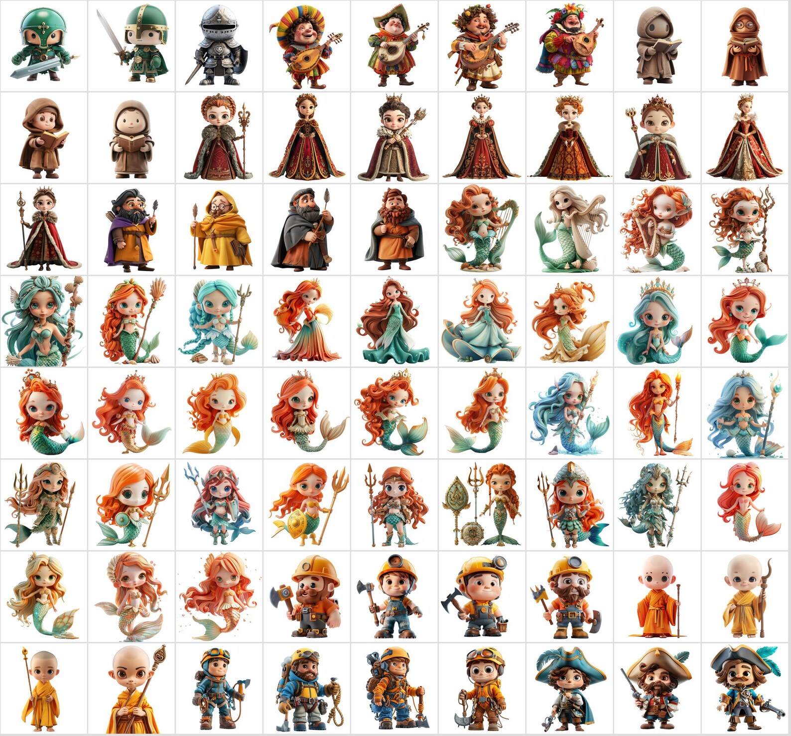 3D Mascot Collection: 790 Transparent Unique Characters - Etsy