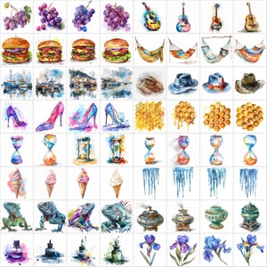 790 Colorful Digital Art Pieces - High-resolution Watercolor Images - Etsy