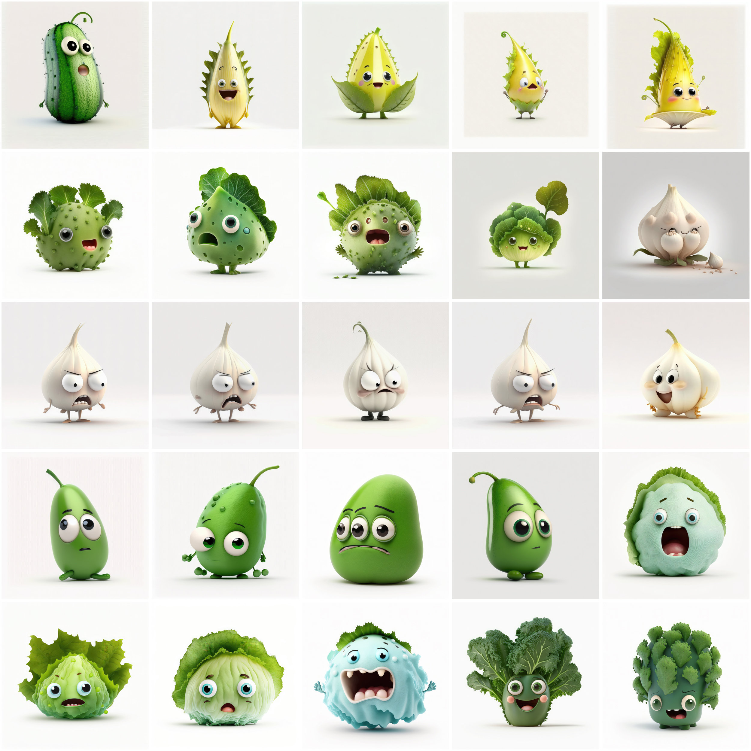 Bundle of 200 Funny Vegetable Images With No Background and Shadow ...