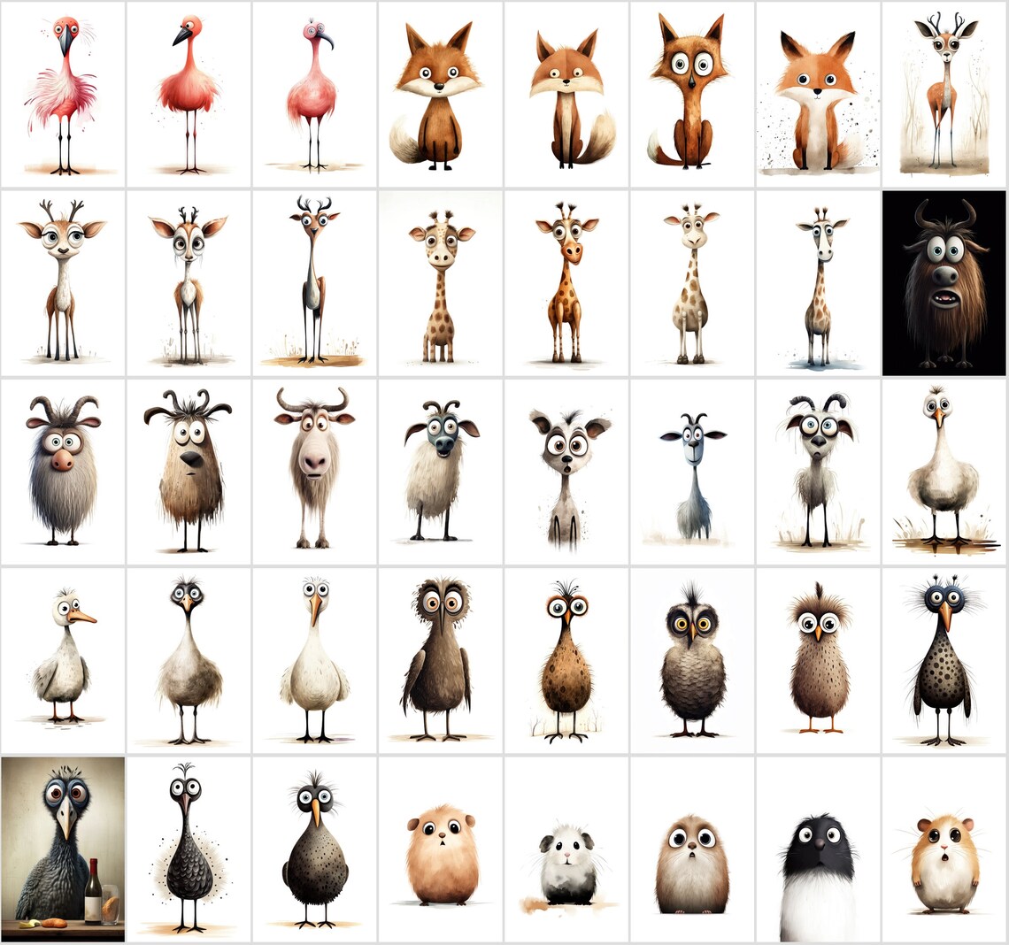 Funny Scared Animals Clipart Set: High-resolution PNG Graphics ...