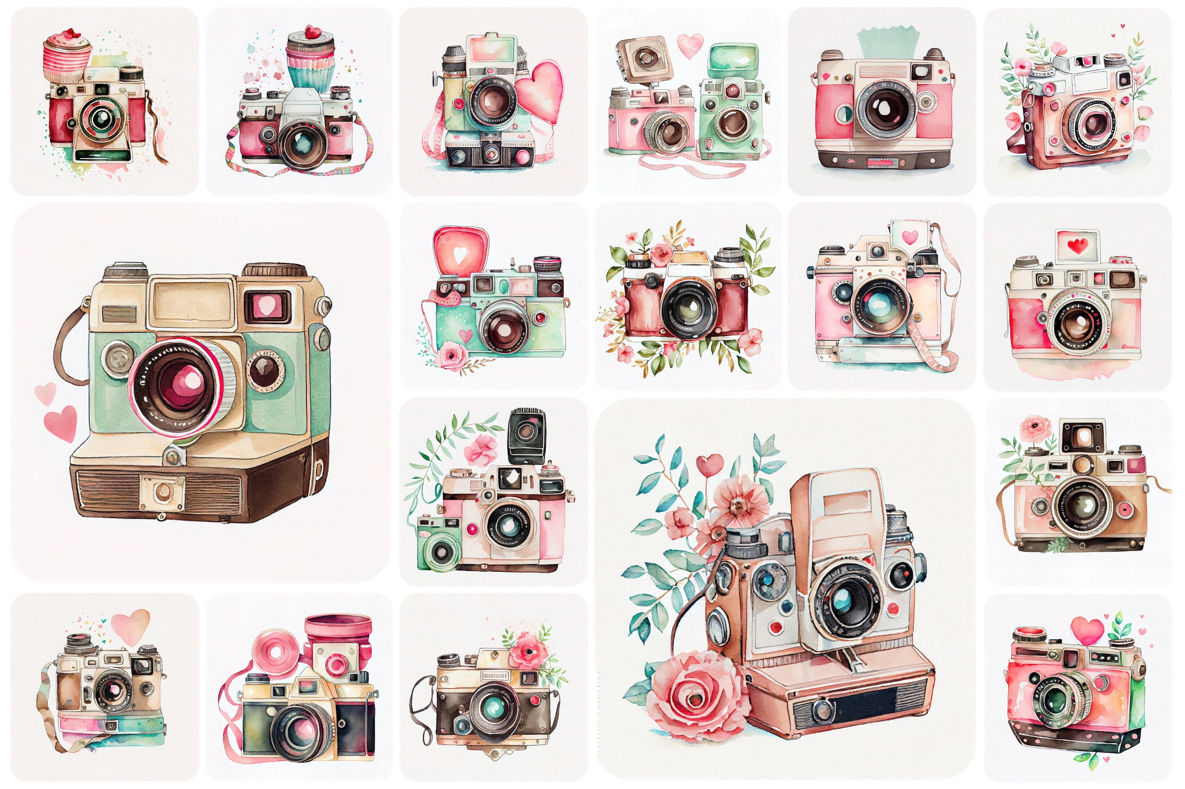 Vintage Camera Love: A Valentine's Day Clipart Collection With Retro ...