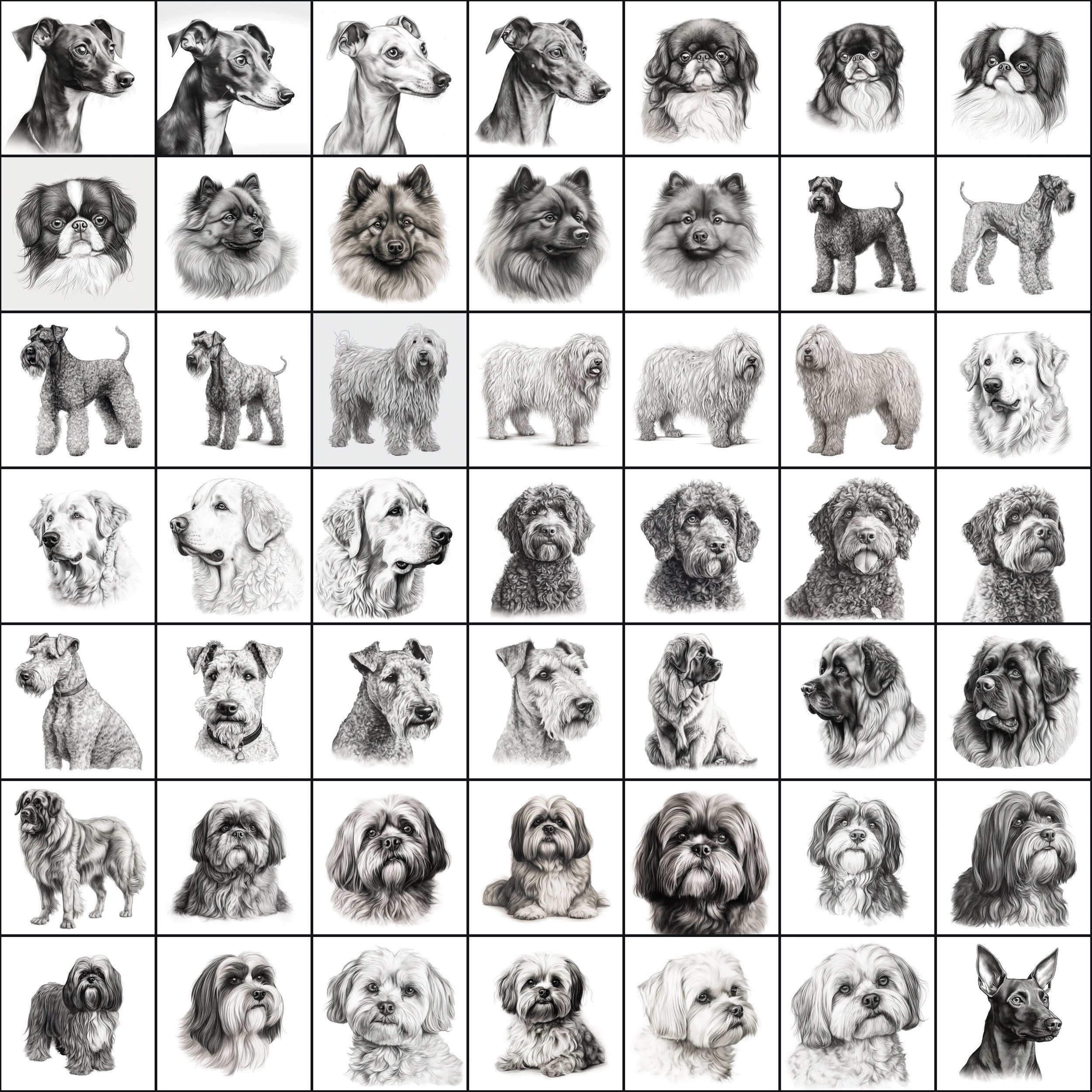 770 Sketch Dog Breed Pngs Black & White Dog Images - Etsy