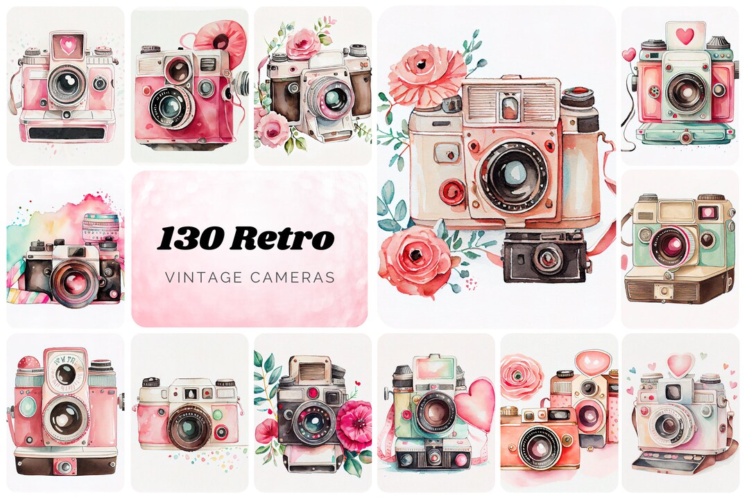Vintage Camera Love: A Valentine's Day Clipart Collection With Retro ...