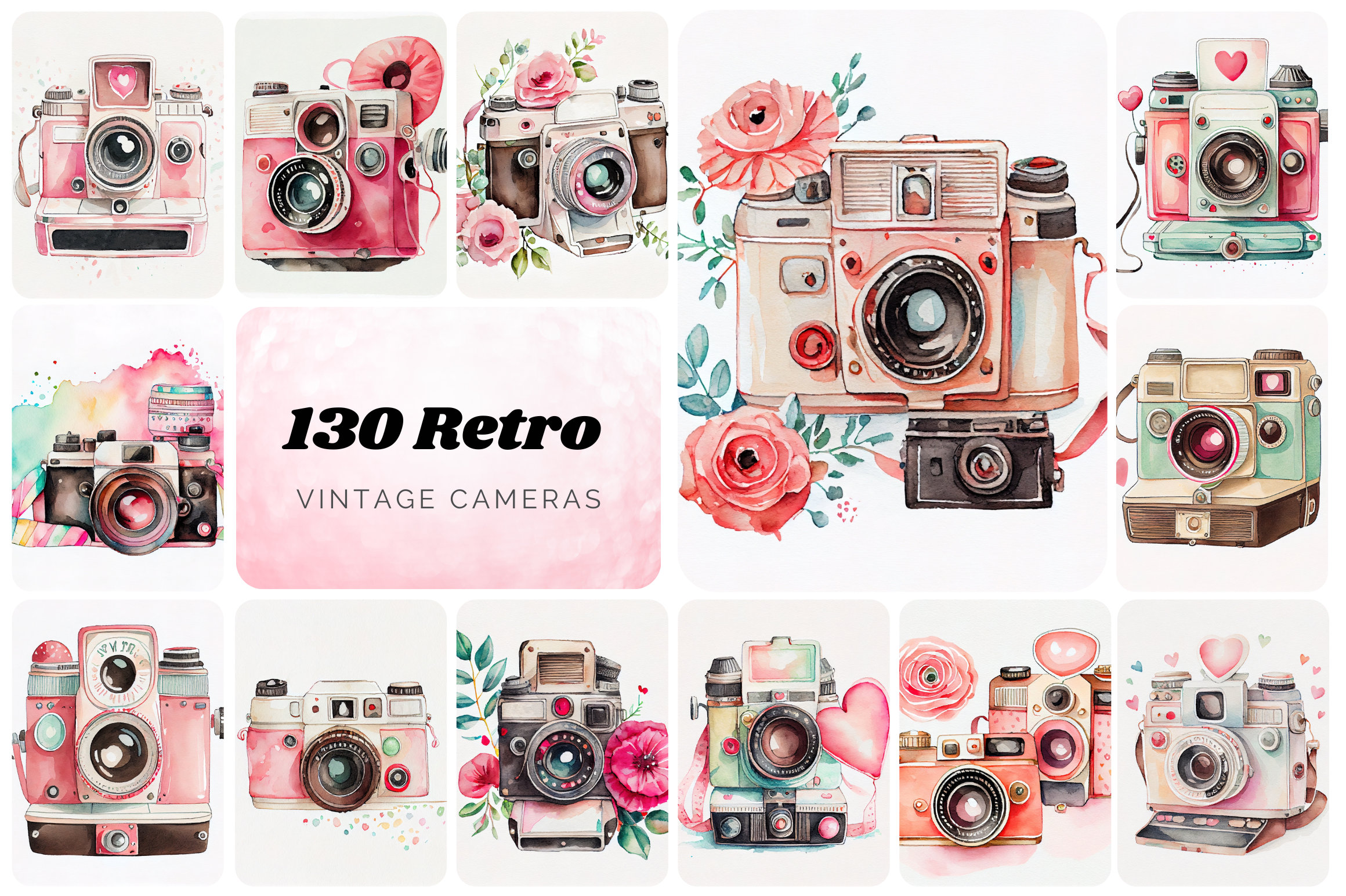 Vintage Camera Love: A Valentine's Day Clipart Collection With Retro ...