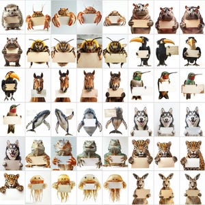 800 Adorable Animals With Signs: High-res Commercial Use Image - Etsy