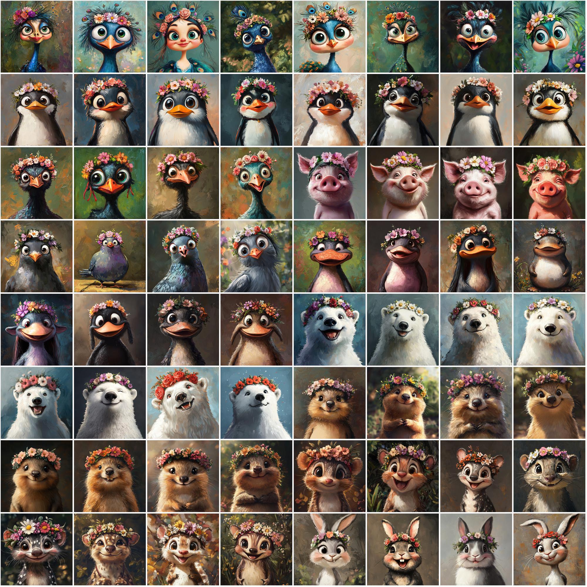 595 Charming Animal Characters: High-res Oil Painting Style Digital Art ...