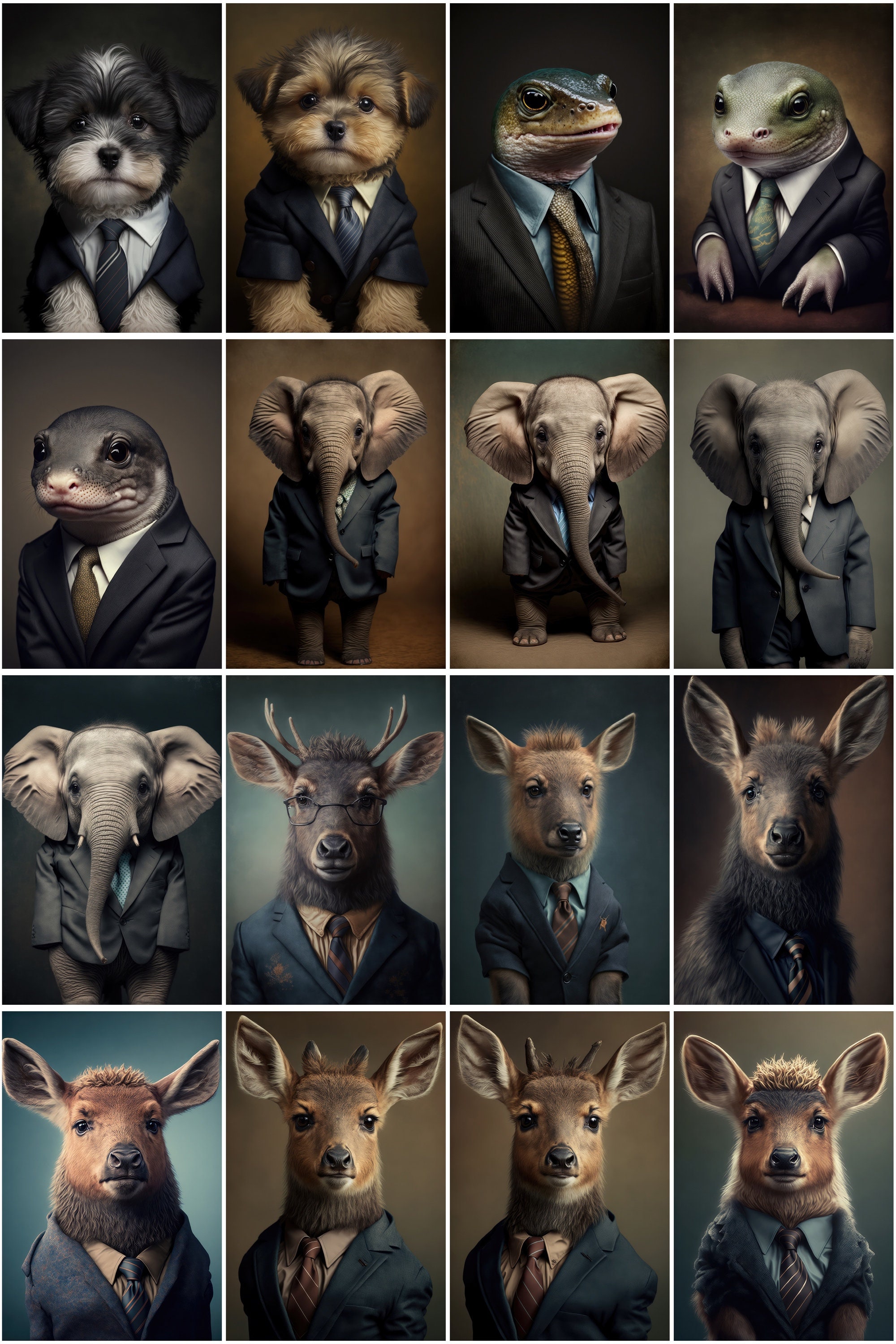 Adorable Baby Animals in Business Suits 390 Whimsical - Etsy