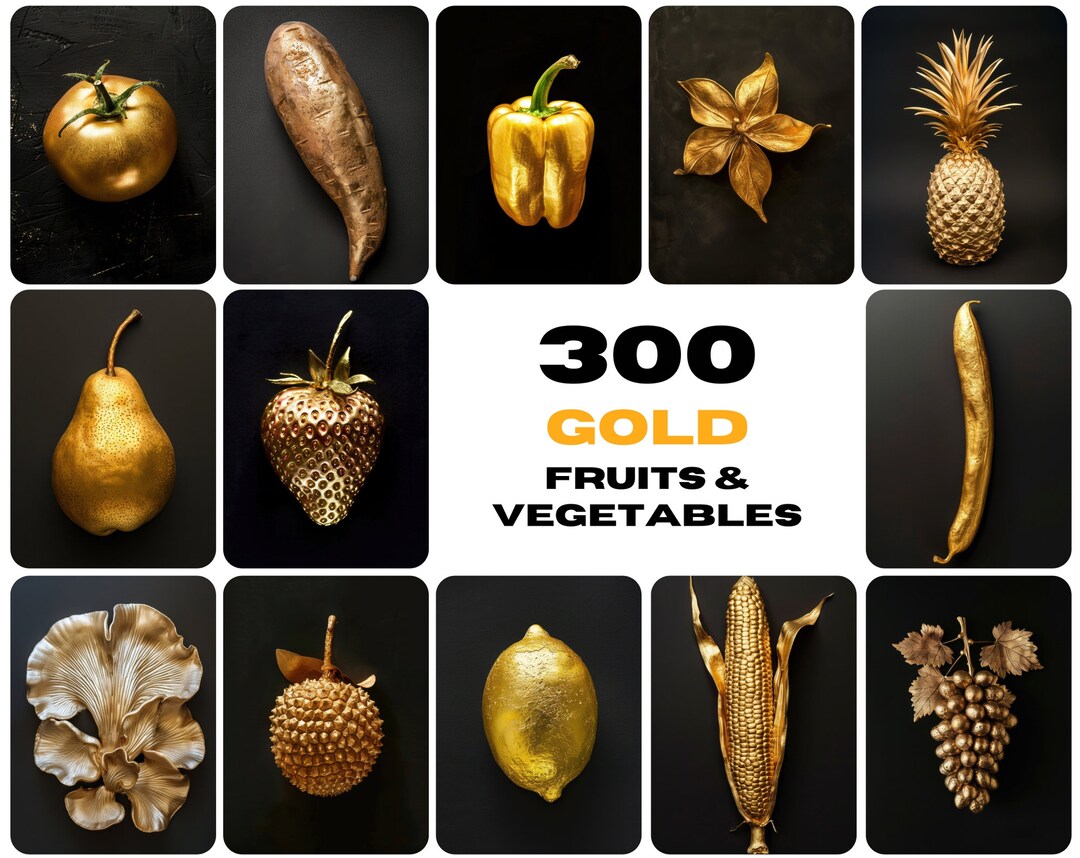 300 Gold Fruits & Vegetables Images - Etsy