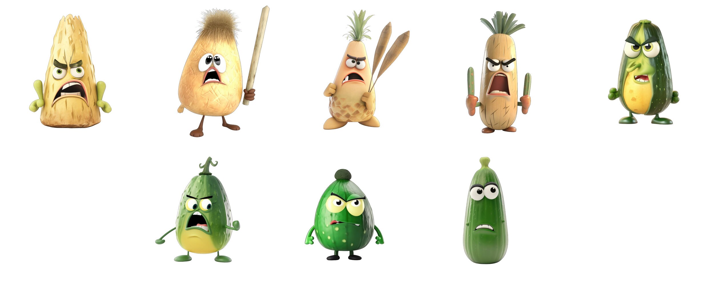 180 Angry Vegetable Transparent Images Bundle Digital - Etsy