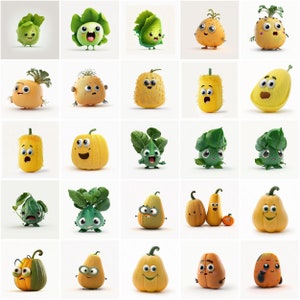 Bundle of 200+ Funny Vegetable Images With No Background and Shadow ...