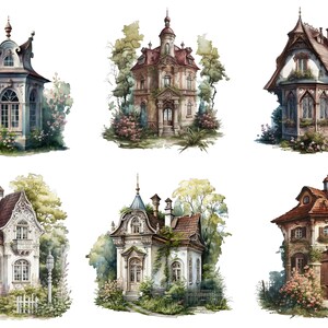 Elegant Baroque Cottage Watercolor Set - 65 Transparent Images for Your ...