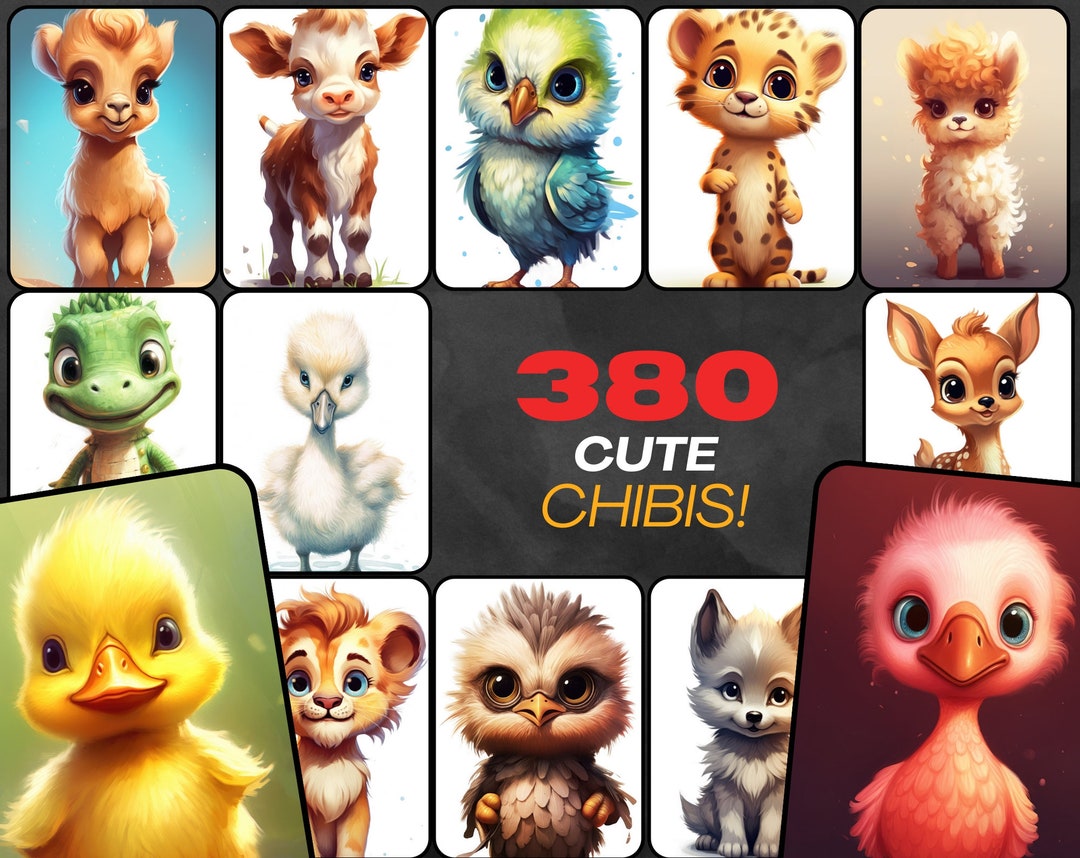 380 Colorful Chibi Animal Pngs With Commercial License - Etsy