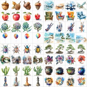 790 Colorful Digital Art Pieces - High-resolution Watercolor Images - Etsy