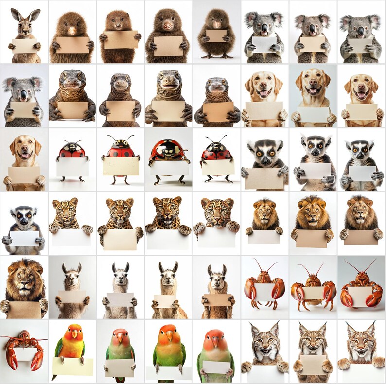 800 Adorable Animals With Signs: High-res Commercial Use Image - Etsy