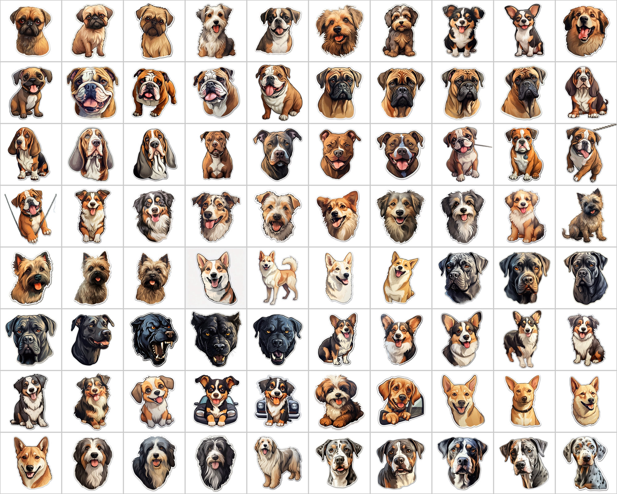 Ultimate Dog Breed Stickers Bundle - 2600 PNG Images With & Without ...