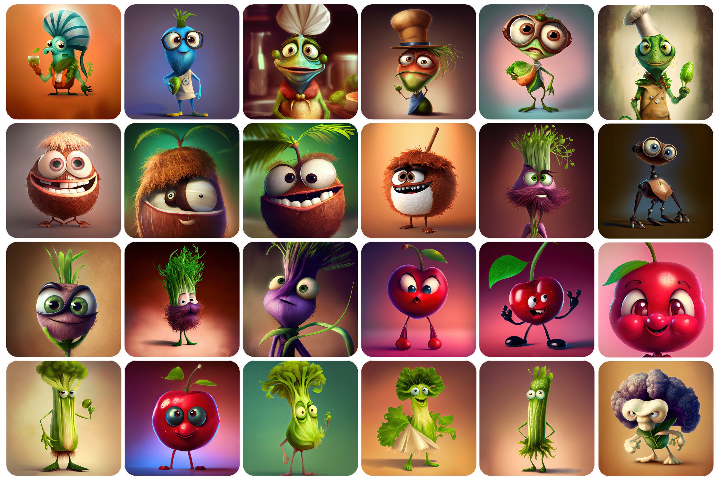 360 Funny Fruits and Vegetables, Printable Funny Fruit & Vegetable ...