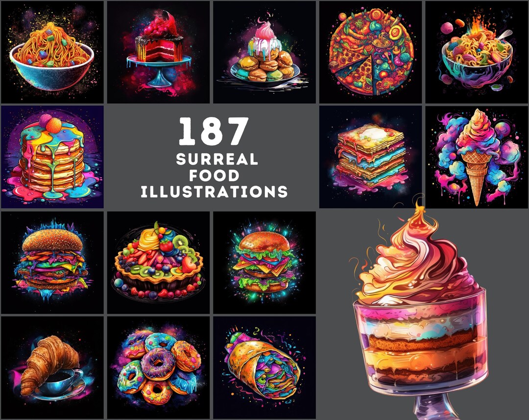 Colorful Surreal Food Images: Magical & Dreamy PNG Illustrations With ...