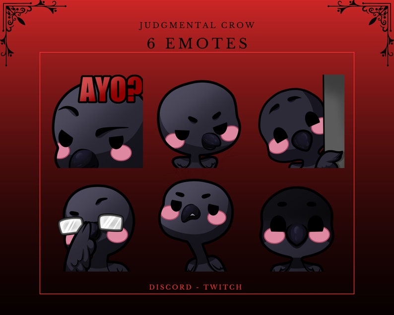 Emotes "judgmental Crow" - Twitch - Discord - Youtube - Stream - Tiktok ...