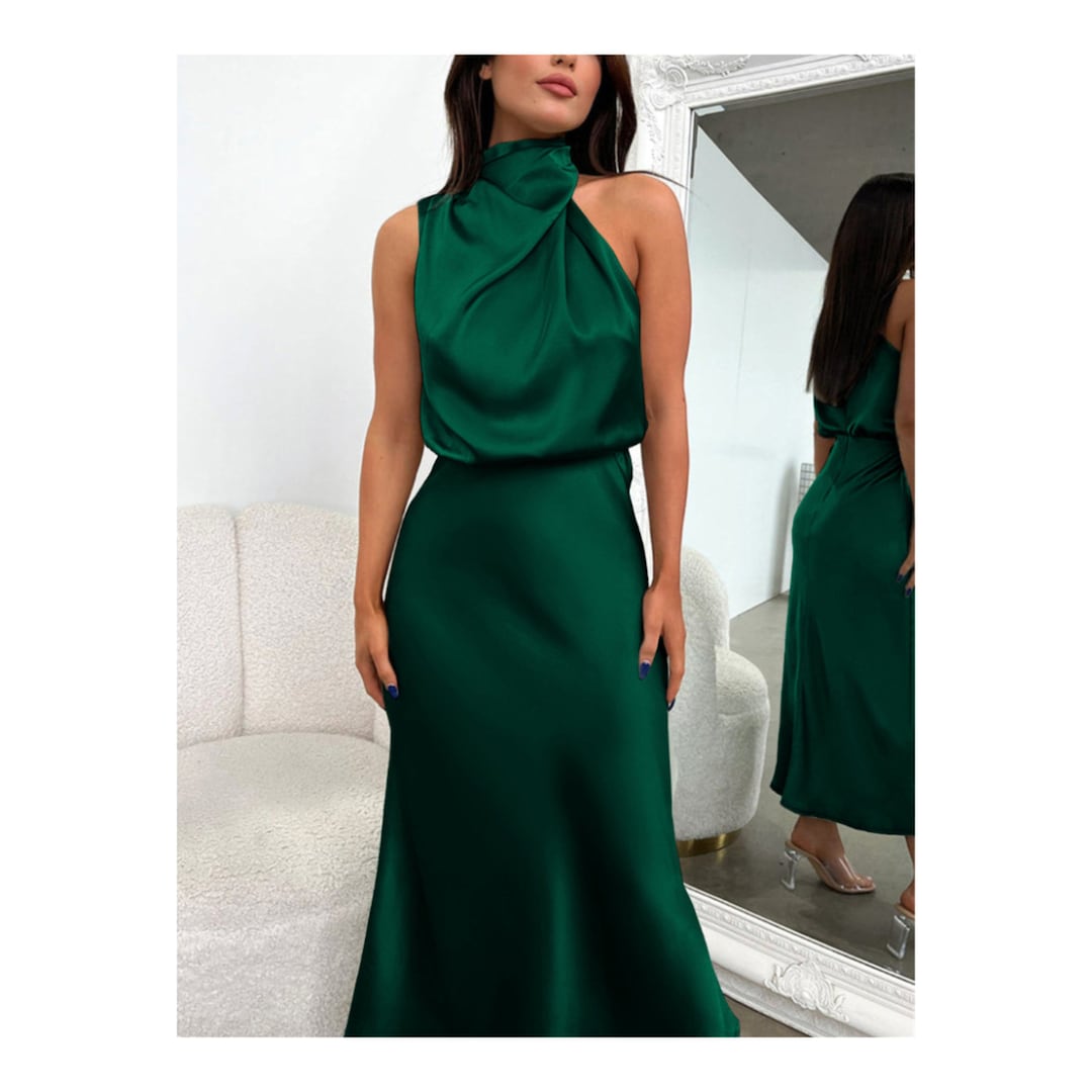 Vestido largo elegante de seda teñida para mujer vestido de - Etsy México