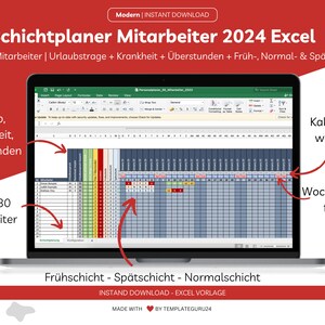 Shift Planner Excel Template for Employees 2024 Including Vacation Days ...