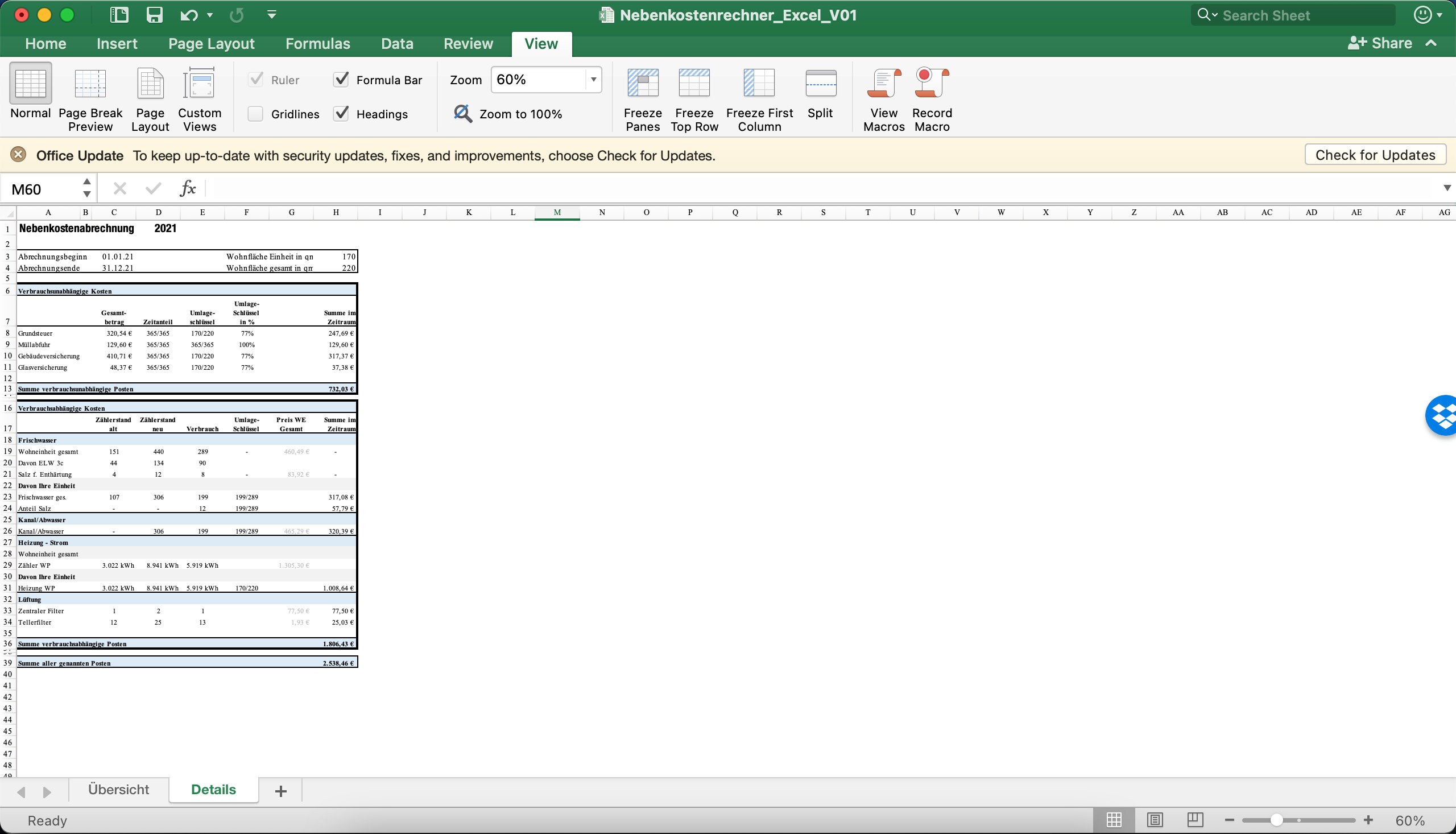 Simple Utility Billing as an Excel Template Including Cover Letter ...