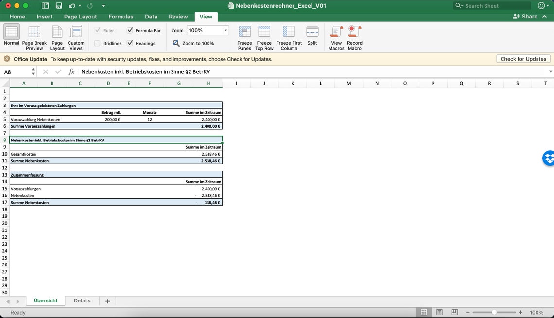Simple Utility Billing as an Excel Template Including Cover Letter ...