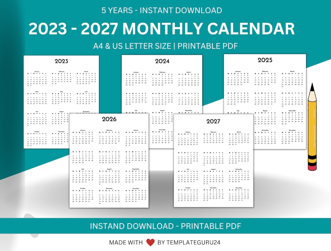 Five Year Planner - Minimalist | Printable Calendar | Annual Planner ...