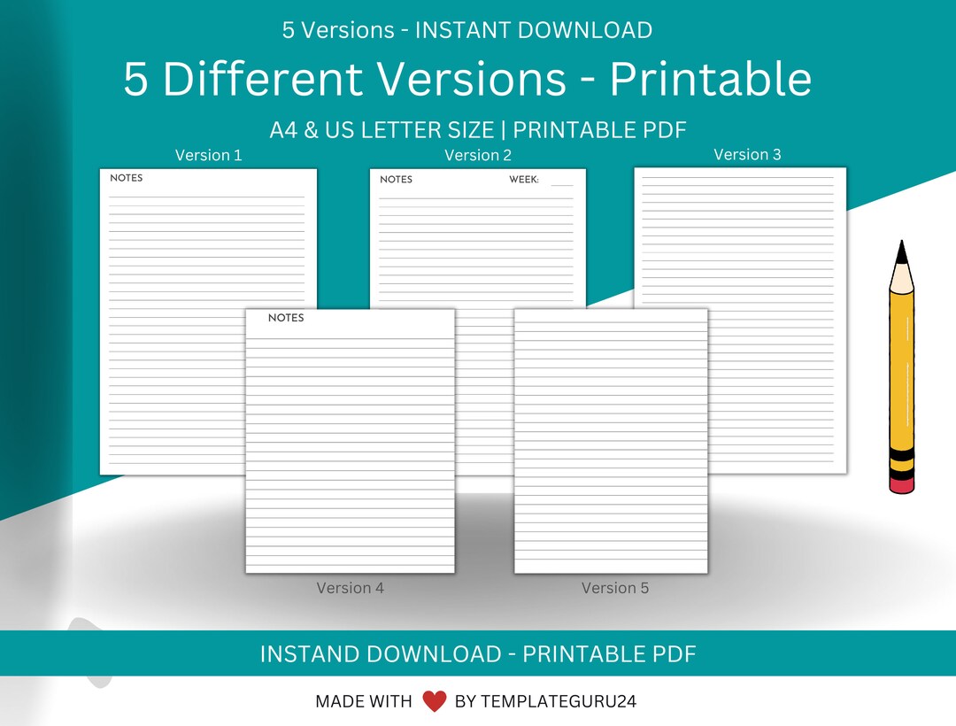 Note Page Printable, Note Template, Note Letter, Note Paper, Note ...
